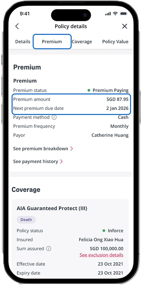 Policy Premium Payment FAQ | Help & Support | AIA Singapore