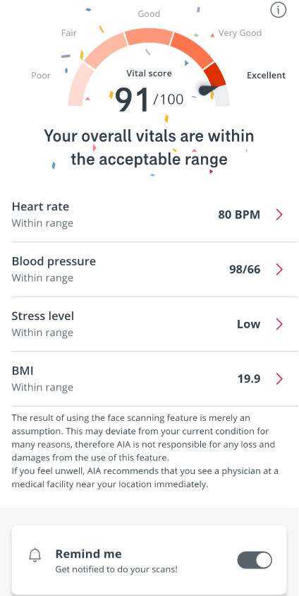 Facial vital scan | AIA Vitality
