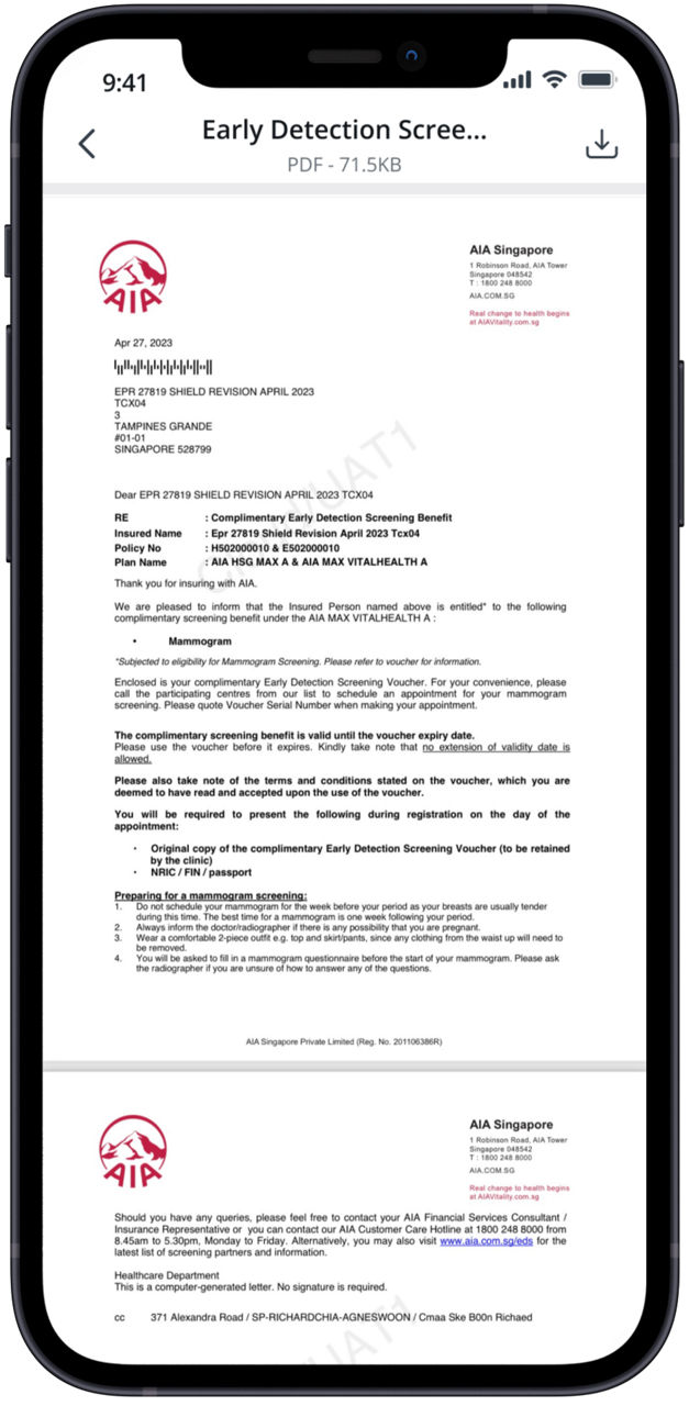 Early Detection Screening | AIA Singapore
