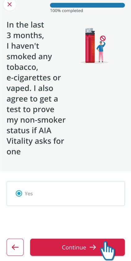 Non Smokers Declaration | AIA Vitality