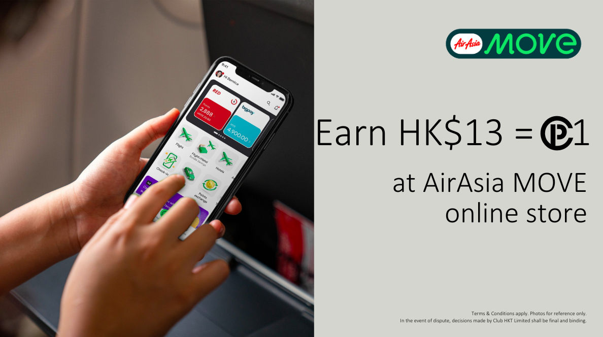 AirAsia MOVE online store: Earn HK$13 = :P:1