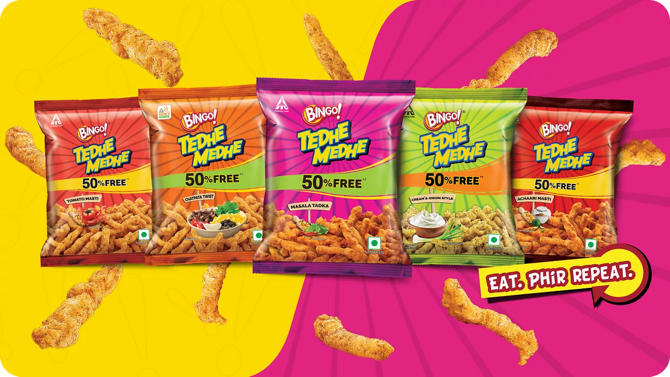 Enjoy Bingo Crunchy Snack Delight Tedhe Medhe Online | Bingo Snacks