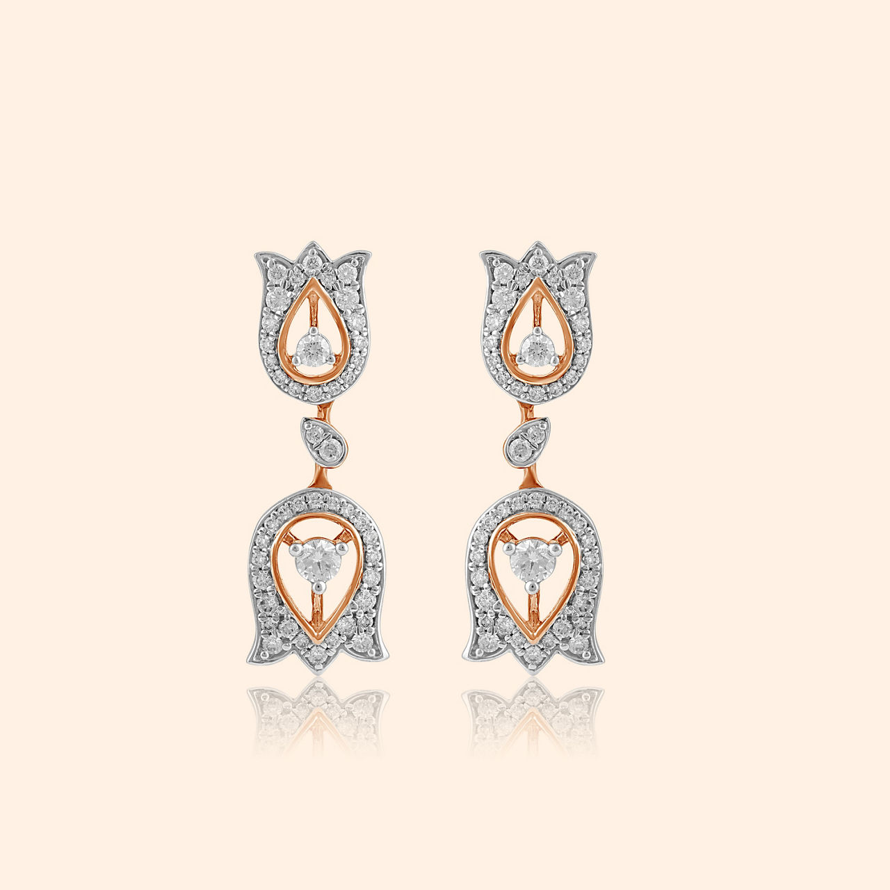 Lotus Diamond Drop Earrings By Indriya - Aditya Birla Jewellery