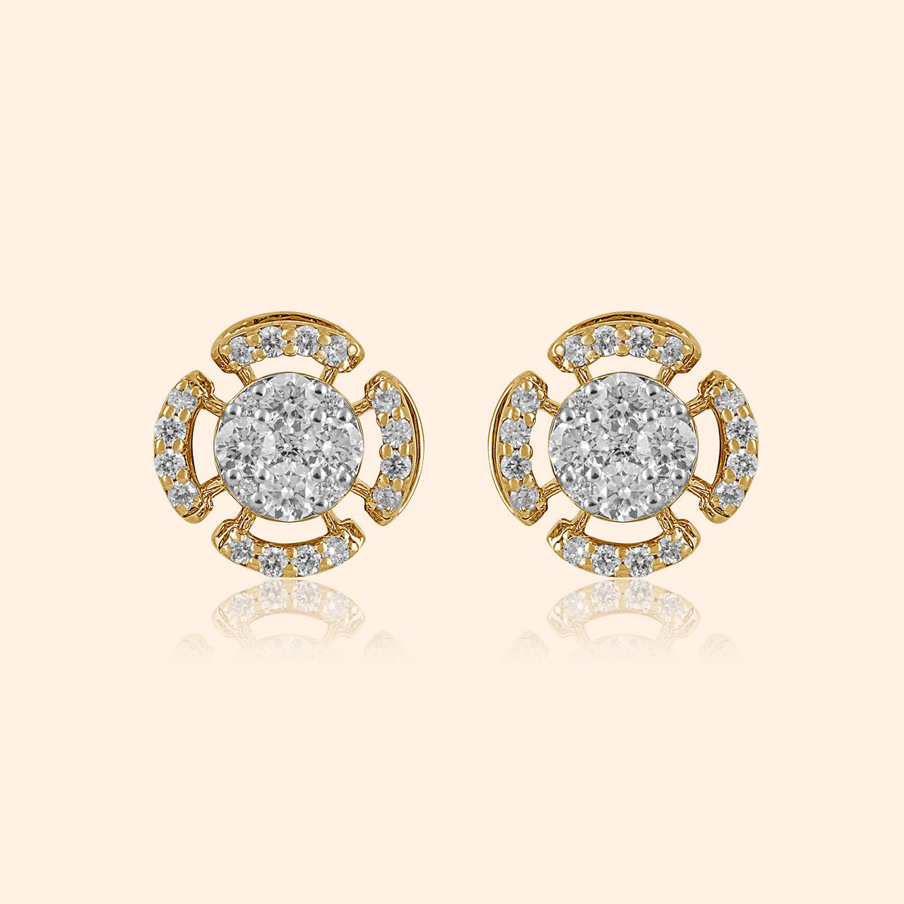 Quadrine Diamond Stud Earrings By Indriya - Aditya Birla Jewellery