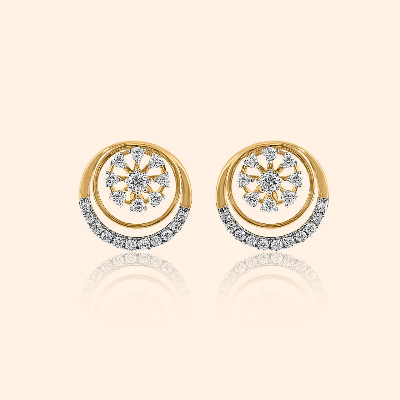 Celestial Orbit Diamond Stud Earrings By Indriya - Aditya Birla Jewellery