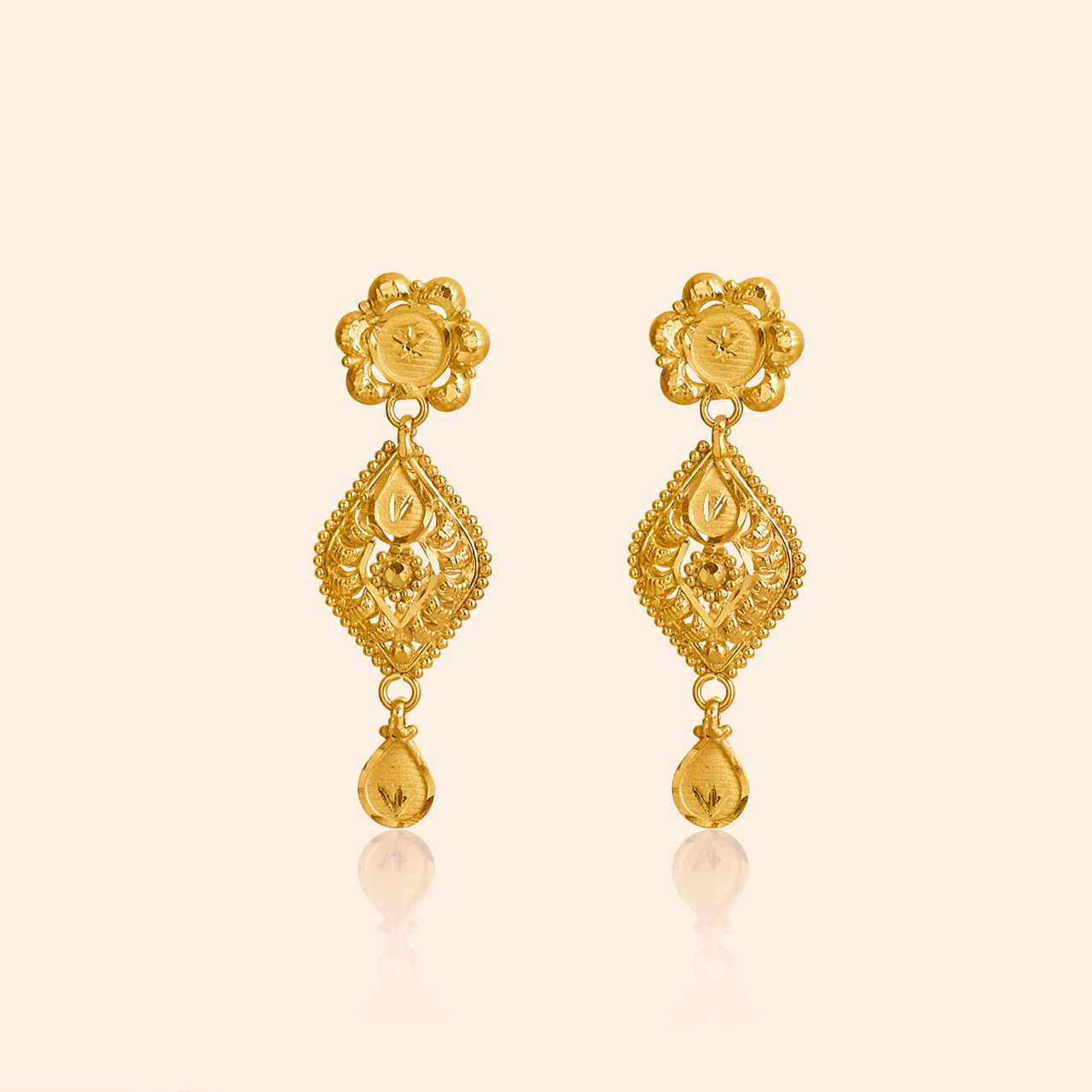 Palasha Gold Drop Earrings By Indriya - Aditya Birla Jewellery