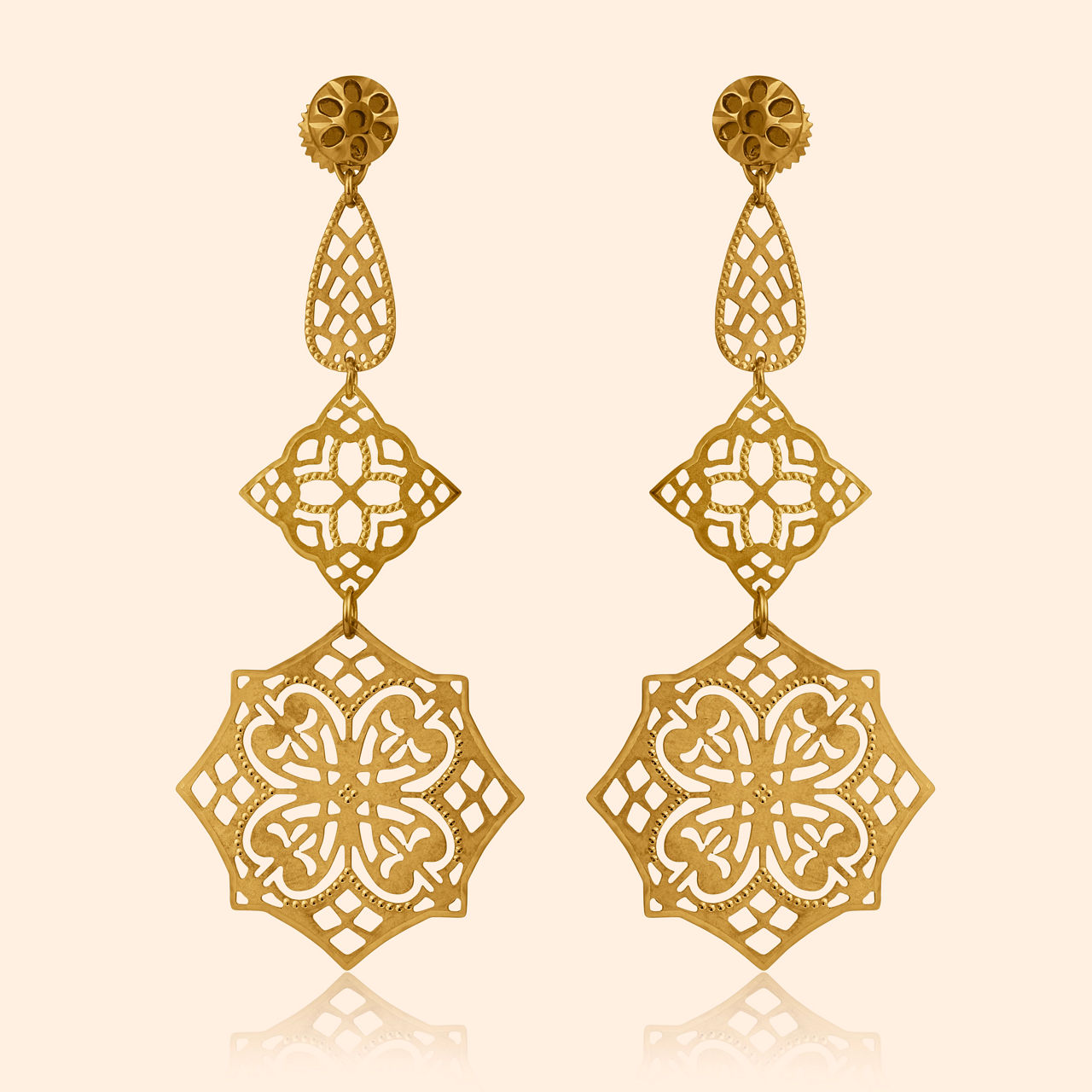 Taranika Gold Drop Earrings By Indriya - Aditya Birla Jewellery
