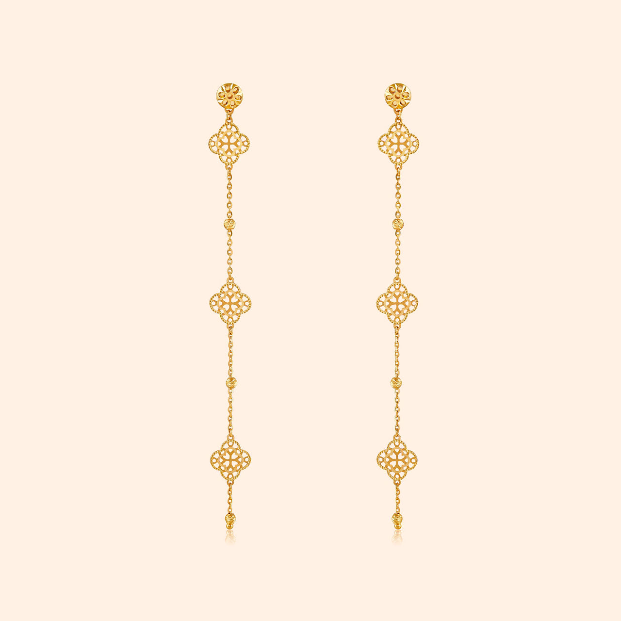 Anvika Gold Drop Earrings By Indriya - Aditya Birla Jewellery