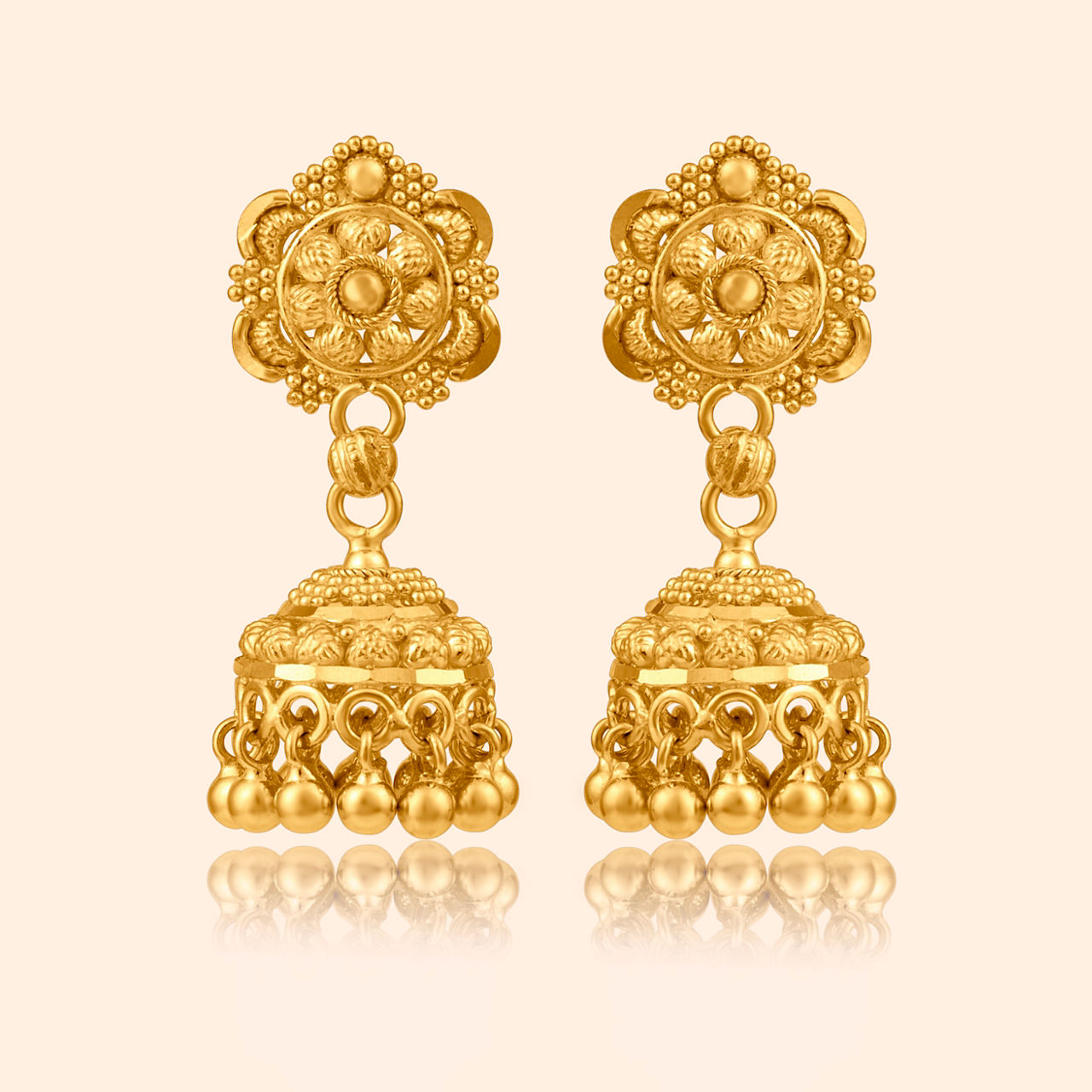 Kusum Ghunghroo Gold Drop Earrings By Indriya - Aditya Birla Jewellery