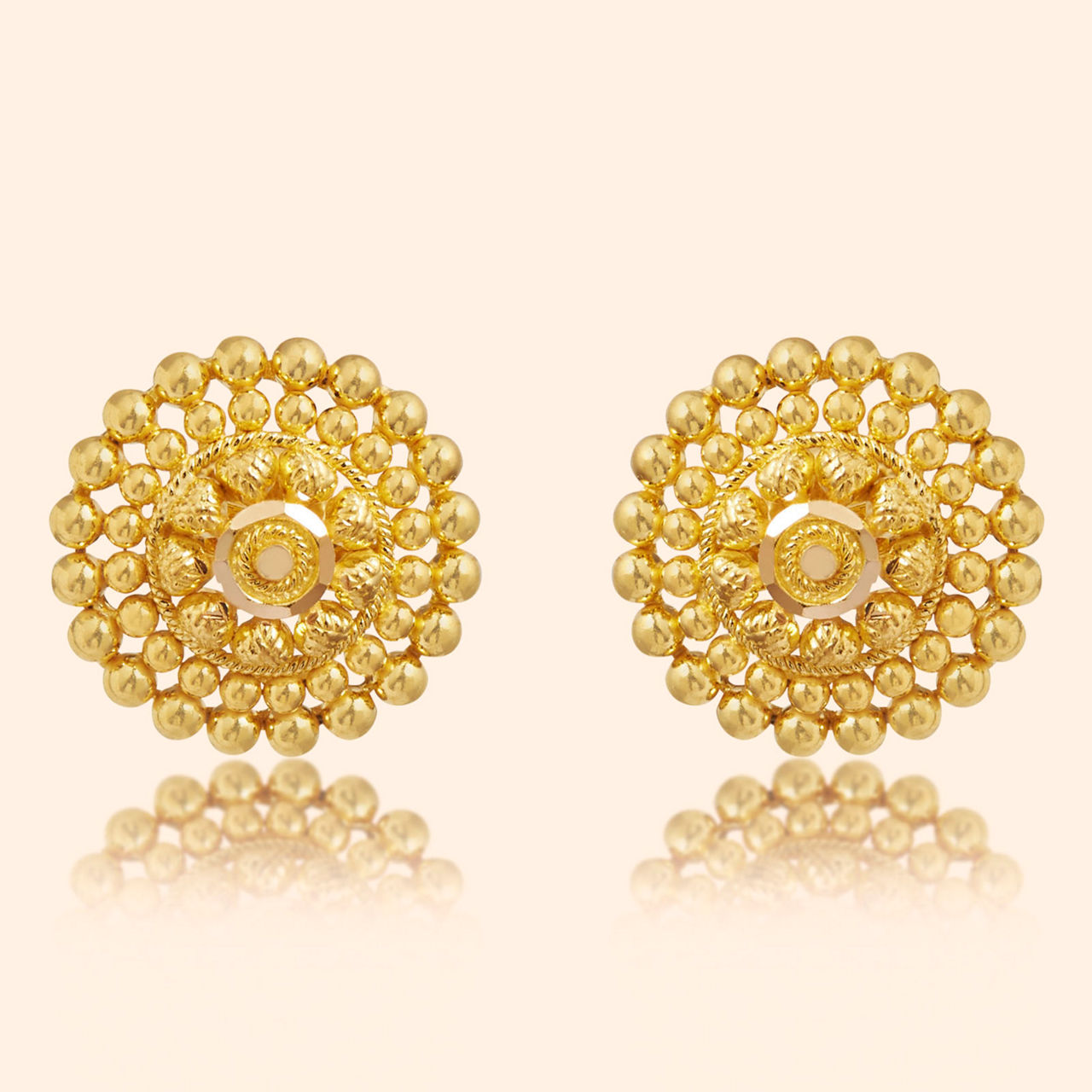 Tapas Gold Stud Earrings By Indriya - Aditya Birla Jewellery