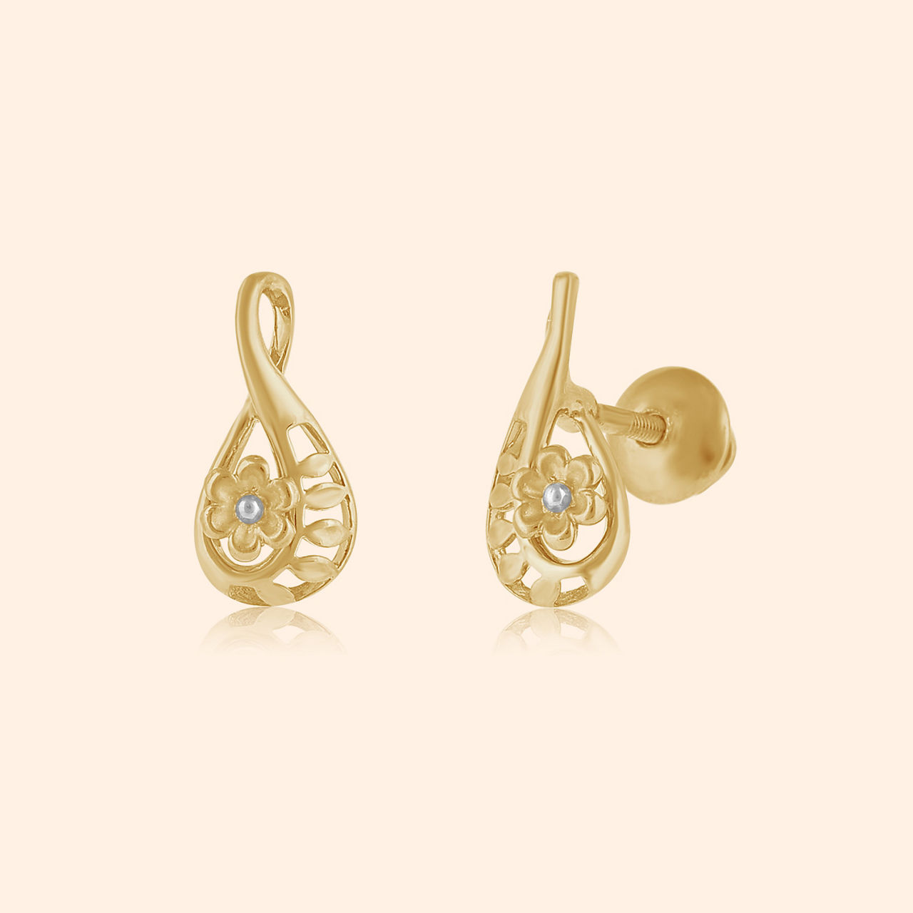 Miralia Gold Stud Earrings By Indriya - Aditya Birla Jewellery