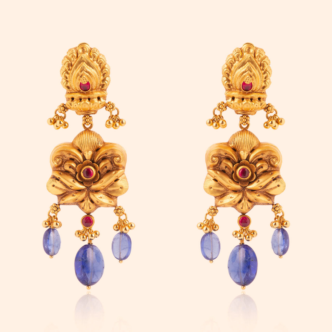 Enora Gold Drop Earrings By Indriya - Aditya Birla Jewellery