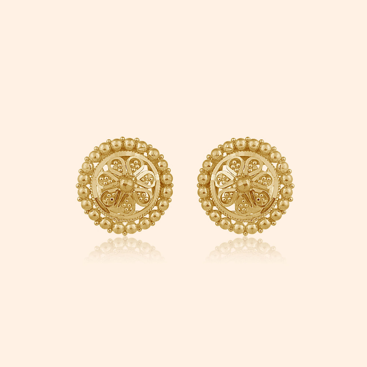 Ora Loop Gold Stud Earrings By Indriya - Aditya Birla Jewellery