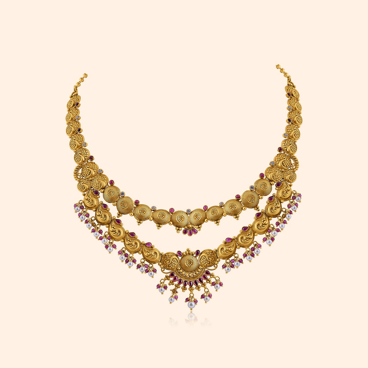 Mayurika Gold Short Necklace By Indriya - Aditya Birla Jewellery