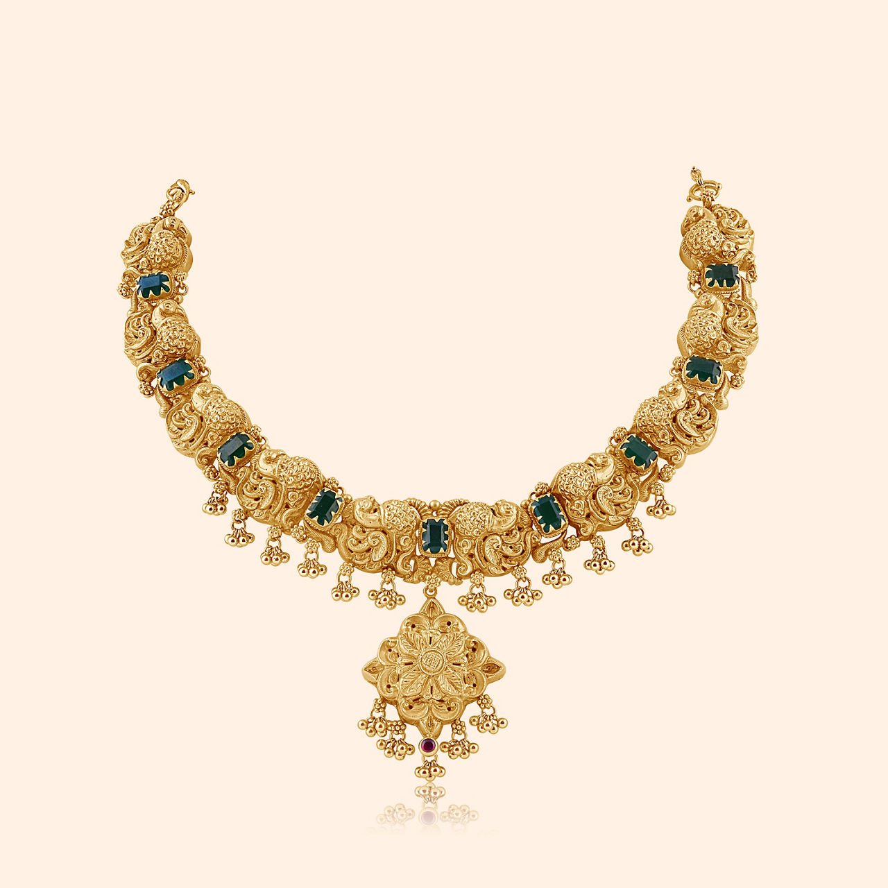 Mayur Moh Gold Short Necklace By Indriya - Aditya Birla Jewellery