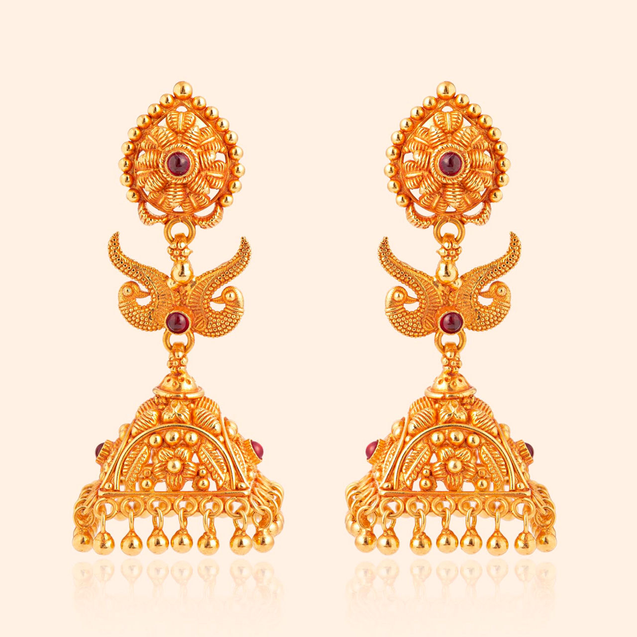 Mayur Gold Drop Earrings By Indriya - Aditya Birla Jewellery