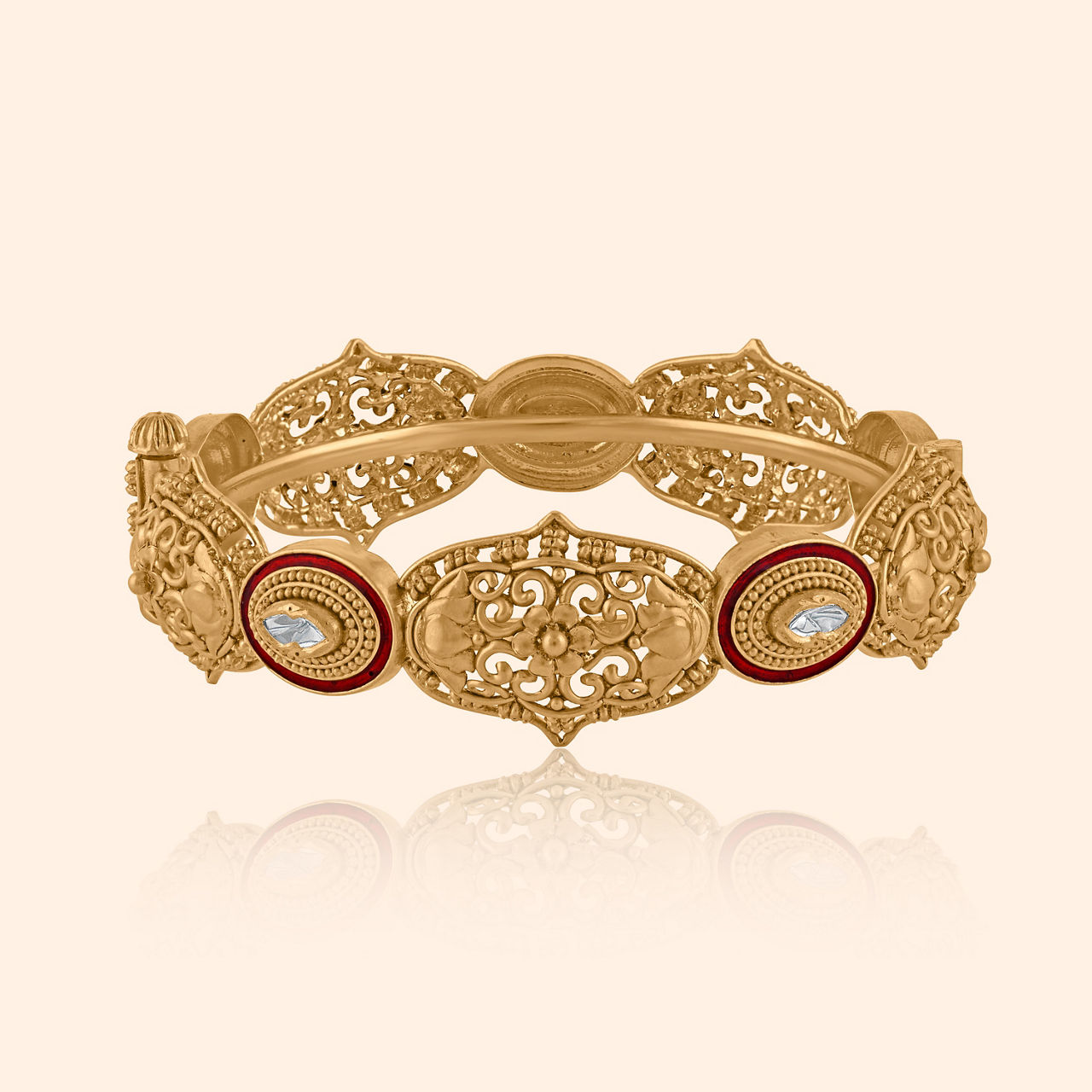 Meher Magnificence Oval Gold Bangle By Indriya - Aditya Birla Jewellery